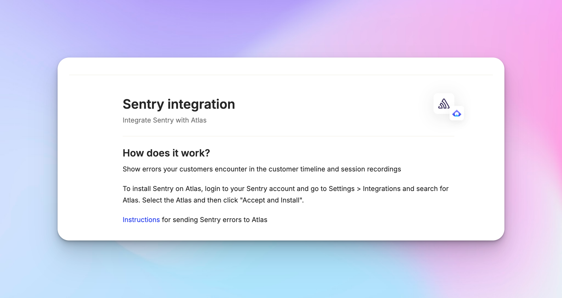 Sentry integration | Atlas Help Center