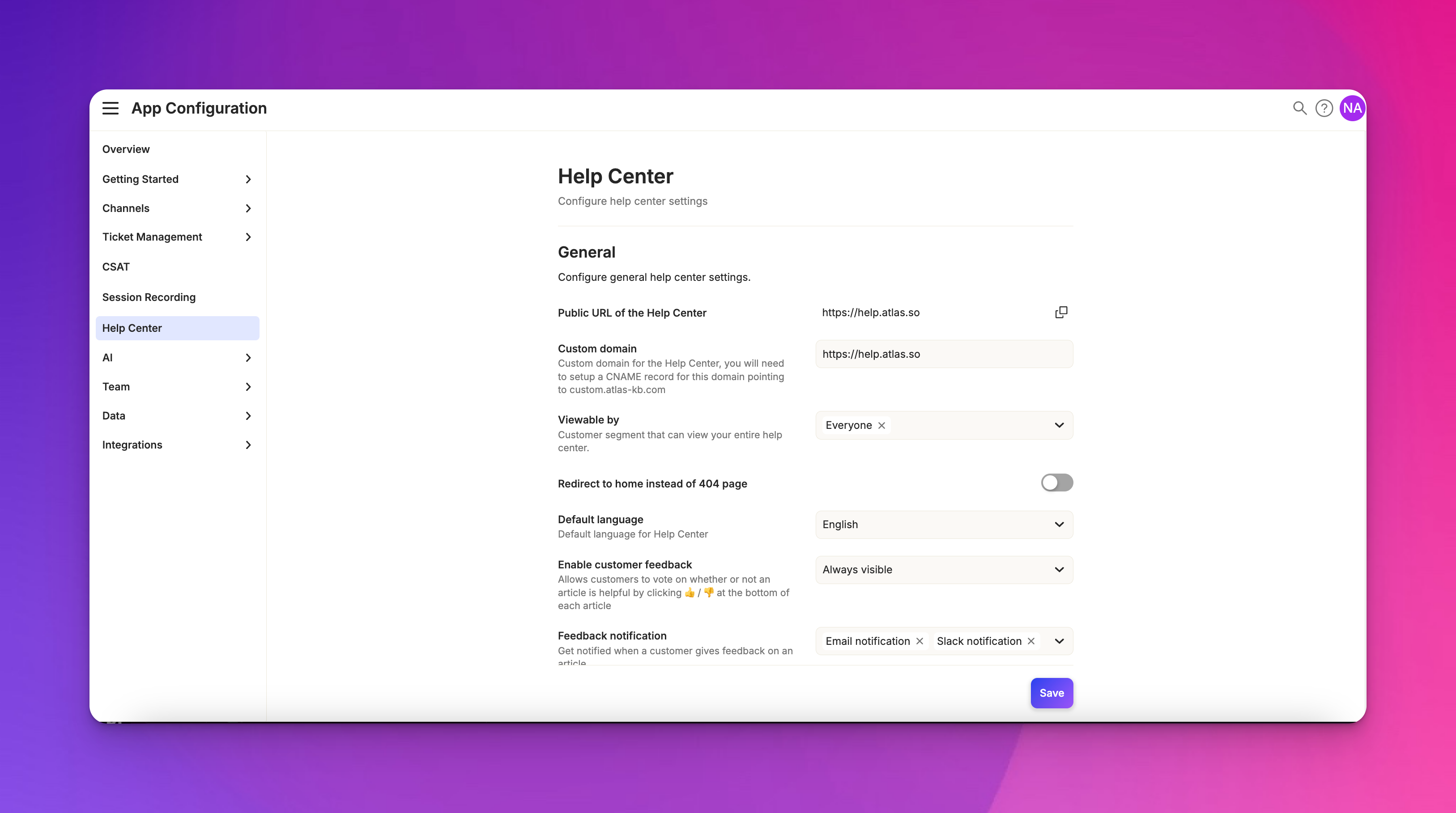 Help center: customization | Atlas Help Center